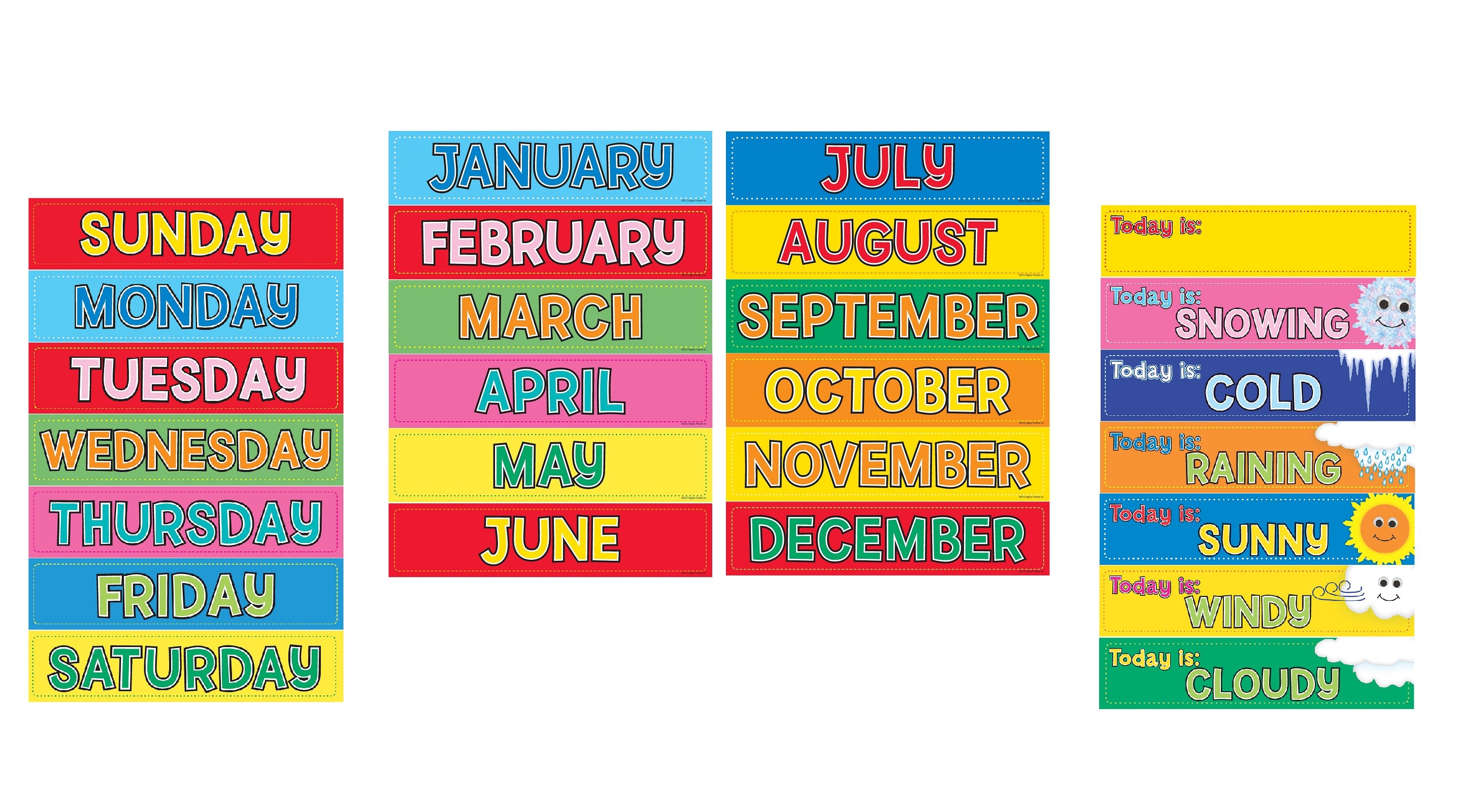Days of the Week + Months + Weather Cards Combo