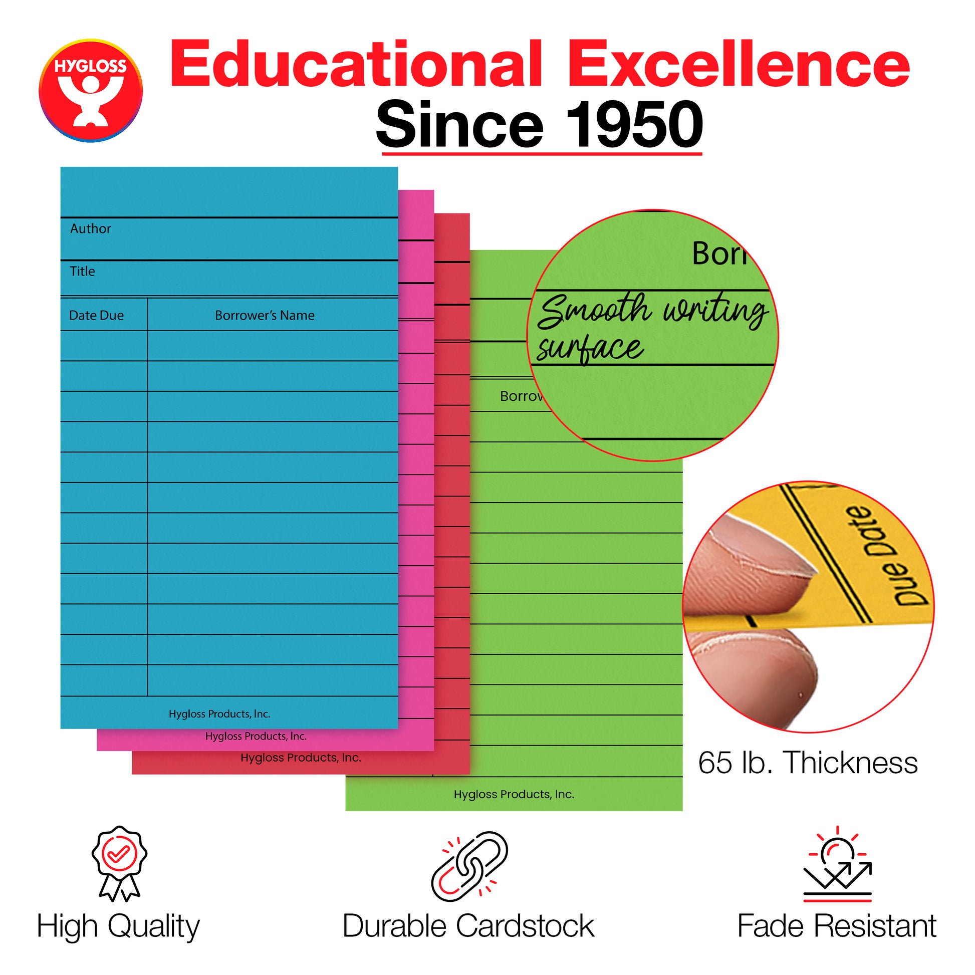 Library Cards, Assorted Colors | Hygloss Products